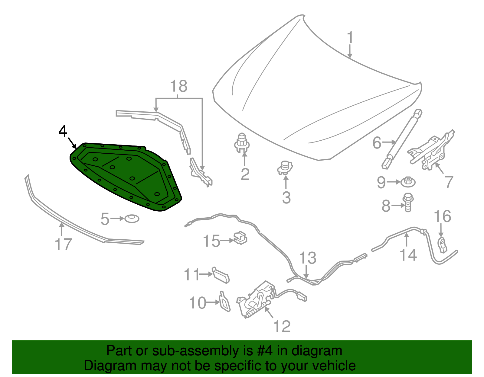 51487221993 - 2012-2020 BMW Hood Insulation Pad (51-48-7-221-993) | BMW ...