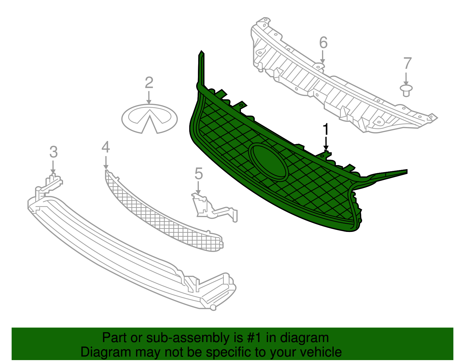 2017-2018 Infiniti QX30 Upper Grille 62310-5DB1A | OEM Parts Online
