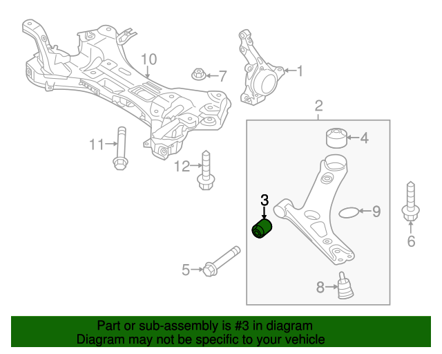 54551-H8000 - Lower Control Arm Front Bushing 2018-2023 Kia Rio | Kia ...