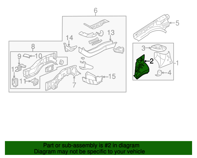 25792221 - Passenger Side Front Wheelhouse Front Panel 2010-2017 GM ...