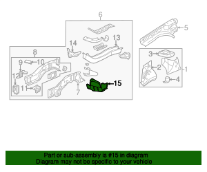 2010-2017 GM Passenger Side Front Compartment Side Rail Rear Extension ...