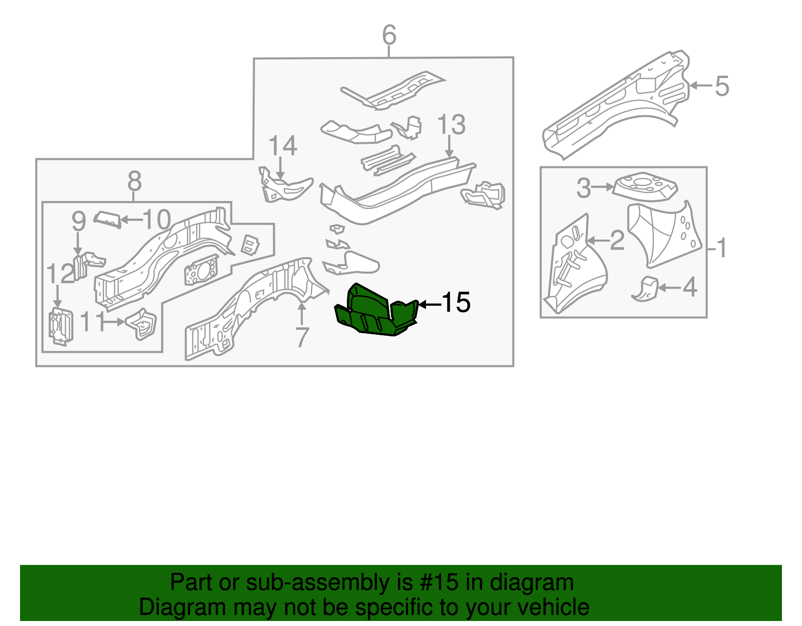 2010-2017 GM GM 84061310 Driver Side Front Compartment Side Rail Rear ...