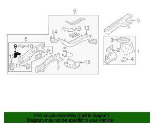 2010-2017 GM Passenger Side Front Compartment Side Rail Front ...