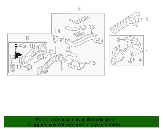 2010-2017 GM Passenger Side Front Compartment Side Rail Front ...