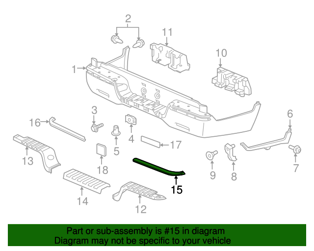 71503-T6Z-A00 - Garnish R Rear Bumper - 2017-2020 Honda Ridgeline ...