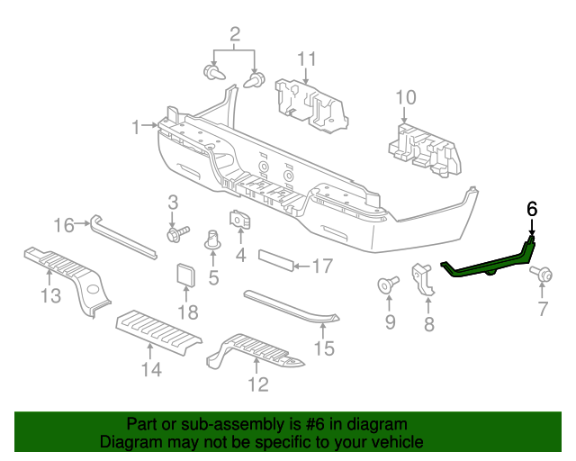 71598-T6Z-A01 - Spacer L Rear Bumper Side - 2017-2020 Honda Ridgeline ...