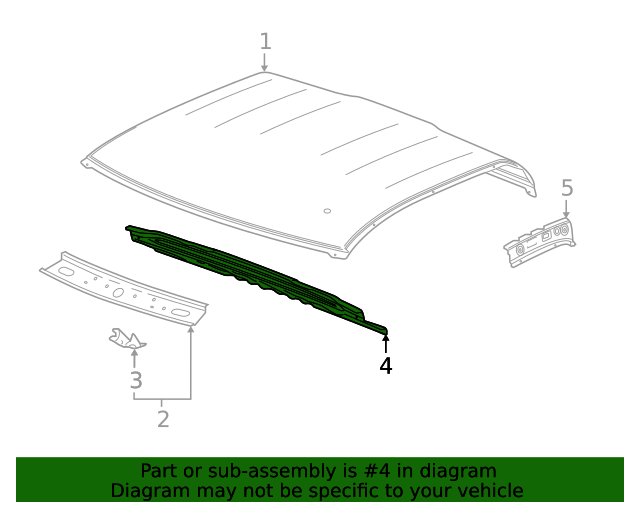 2019-2022 GM Roof Rear Header Panel 84280736 | TascaParts.com