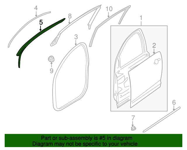 Driver Side Door Upper Auxiliary Weatherstrip 92280412 | GMPartsDirect.com