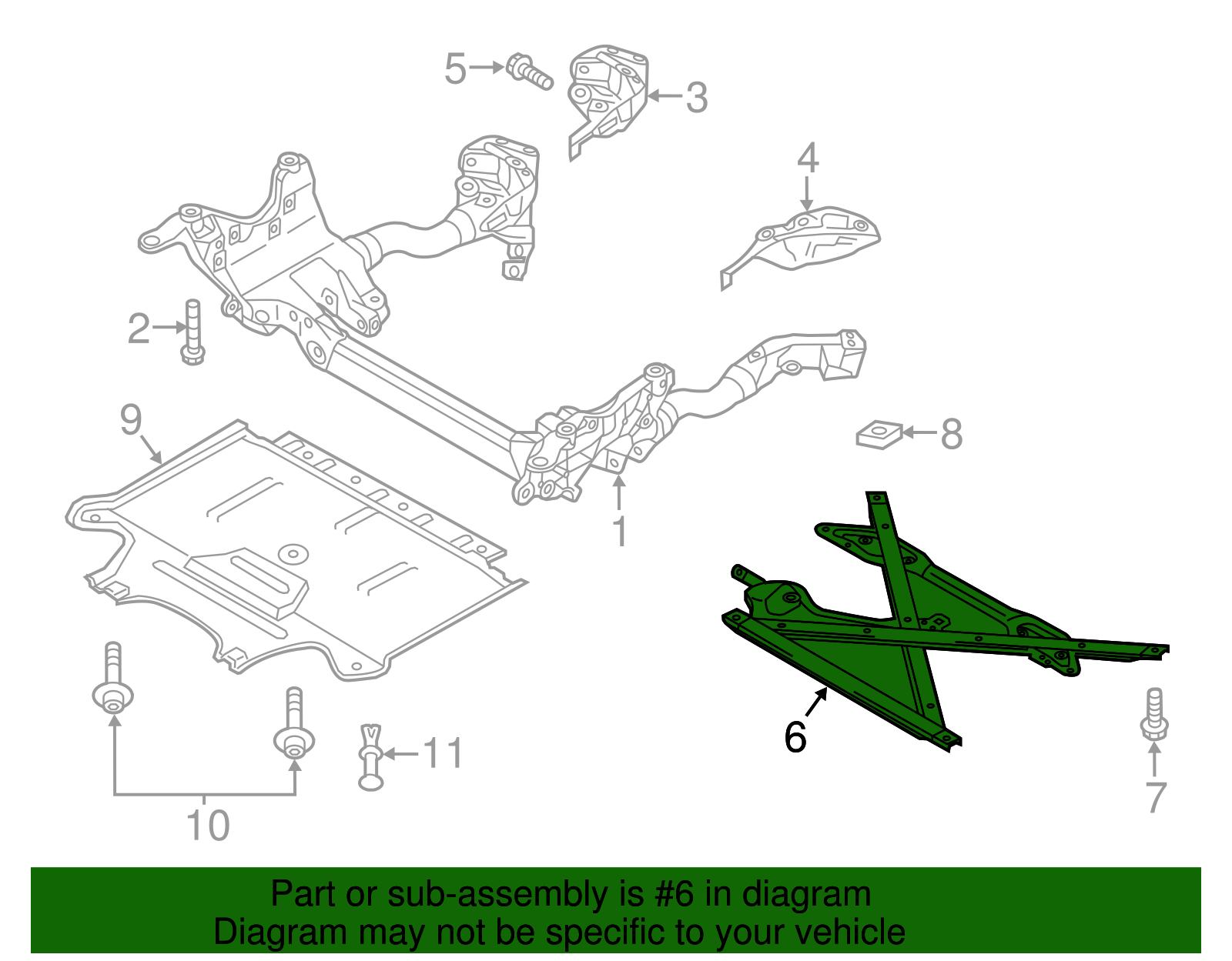 2008-2012 Audi Engine Cradle Brace 8T1-399-345-J | TascaParts.com