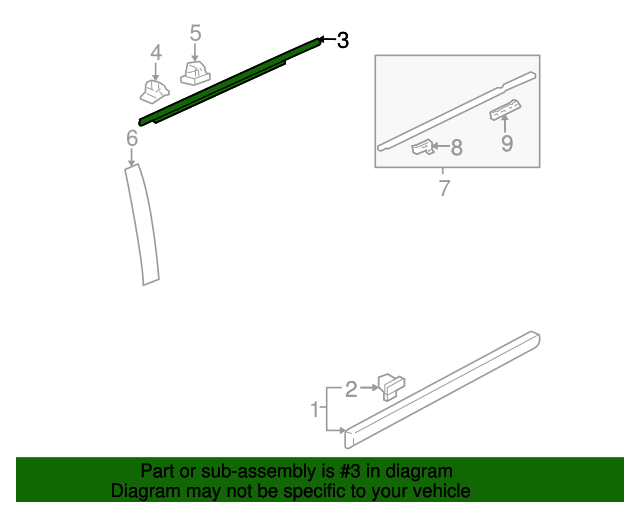 72965-SHJ-A01 - Upper Molding 2005-2006 Honda Odyssey | Honda Parts Online