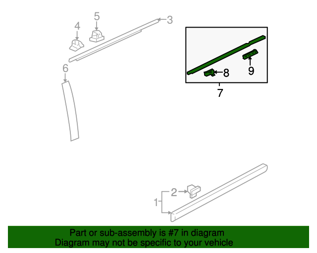 2008-2010 Honda Odyssey Molding Assembly, R Rear Door 72910-SHJ-A11 ...