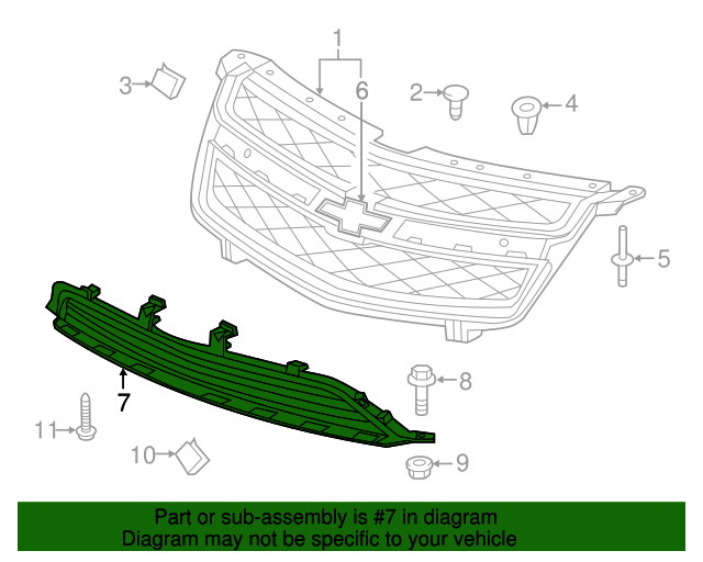 2011-2015 Chevrolet Volt Front Bumper Lower Fascia Center Grille ...