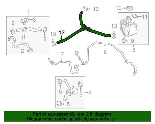 2016-2024 Chevrolet Camaro Radiator Surge Tank Inlet Hose 84016173 GM ...