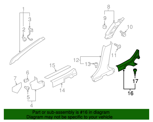 2008-2017 Mitsubishi Lancer Rear Sill Plate 7656A034XA | Mitsubishi ...
