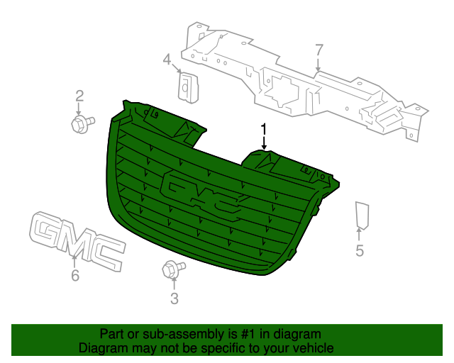 2007-2014 GMC Front Upper Grille 22761715 | TascaParts.com