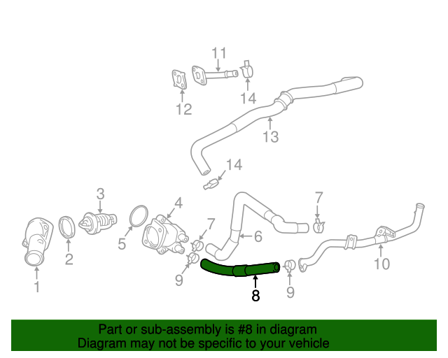 2018-2022 Toyota C-HR Water Outlet Hose 16267-37020 | Toyota Parts Center