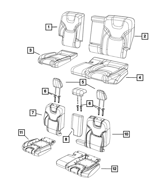 2014-2018 Jeep Cherokee Rear Seat Cushion Cover 5RA62DX9AE | Mopar Estores