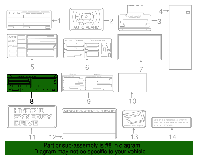 2013-2018 Toyota AC Label 88723-0R020 | Toyota Parts Center