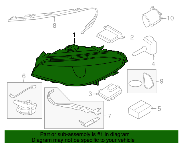 Genuine BMW 63-12-7-262-728 | AHL-Xenon Headlamp Assembly - Right ...