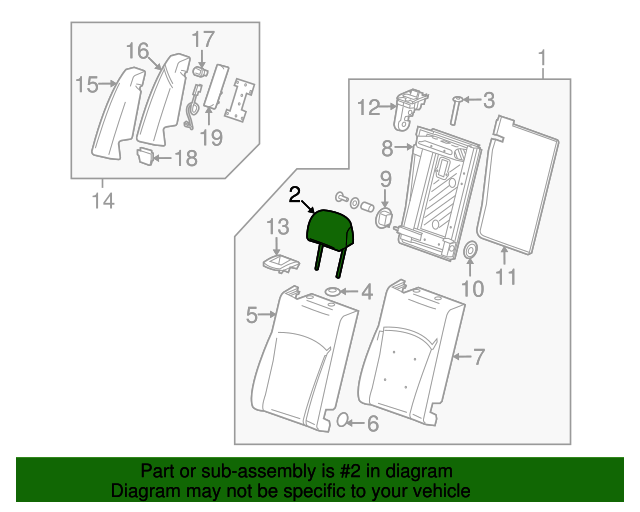 20930242 GM Light Cashmere Rear Seat Head Restraint | GM Parts Store
