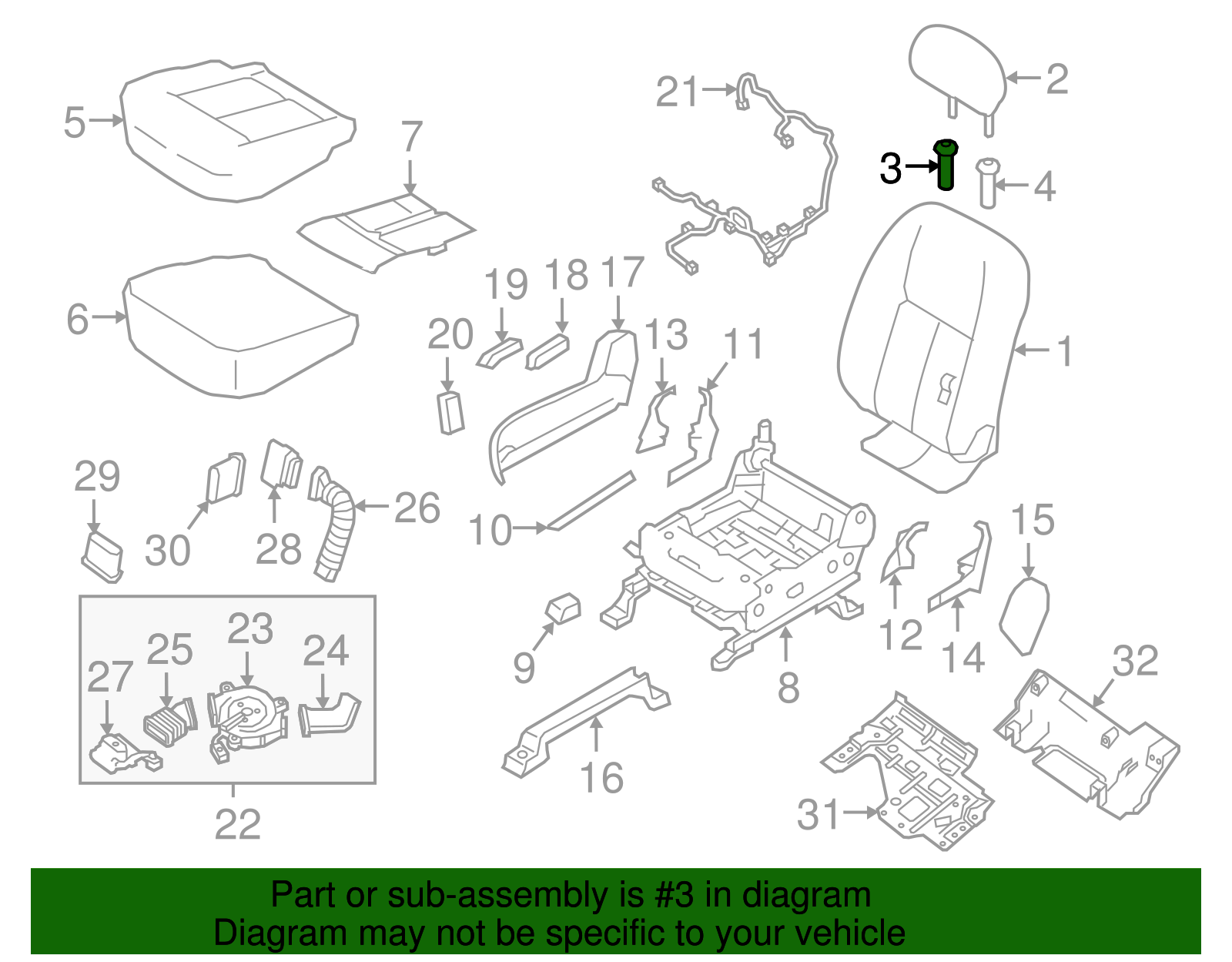 2013-2024 Nissan Headrest Guide 88603-3JA0A | Nissan Parts OEM