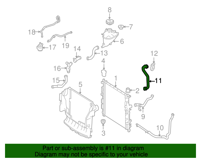 164-500-80-75 - Radiator Coolant Hose 2010-2011 Mercedes-Benz ML 450 ...