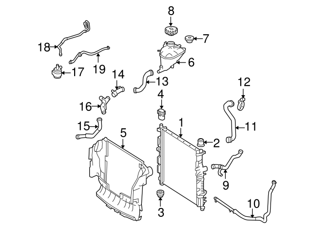 164-500-61-75 - Radiator Coolant Hose 2010-2011 Mercedes-Benz ML 450 ...