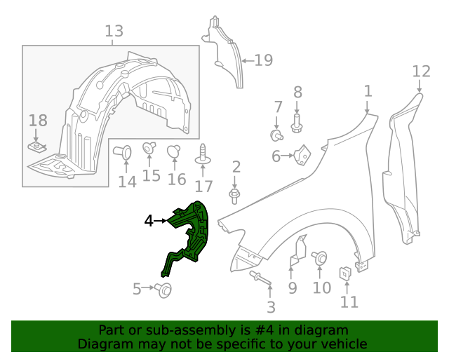 60270-TXM-A00ZZ - Bracket, L Front Fender - 2019-2021 Honda Insight ...