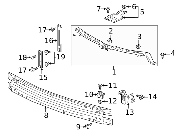 2022-2023 GM Front Bumper Impact Bar 84502908 | GMPartsDirect.com