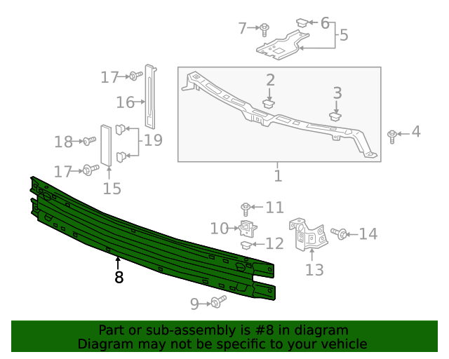 2022-2024 GM Front Bumper Impact Bar 84502908 GM | GMPartsDirect.com