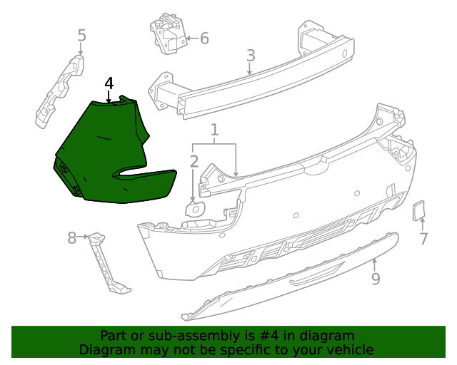 42794409 - Rear Passenger Side Bumper Upper Fascia 2022-2023 Chevrolet ...