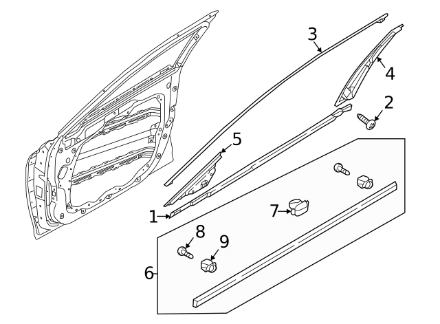 Genuine Molding Assembly W Line Front Dr Right-hand for 2017-2022 ...