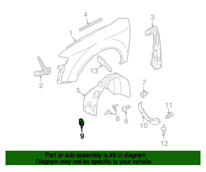 4A0-805-163 - Fender Liner Clip 1992-2015 Audi | Euro Parts 4 Less
