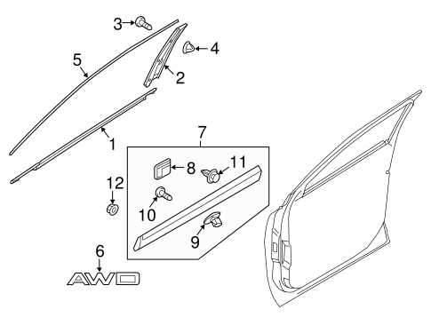 Exterior Trim - Front Door for 2019 Kia Sorento | TascaParts.com