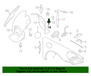 Porsche OEM Ft Fender Liner Screw Part# 9A7-007-698-00 | OEM Vehicle Parts