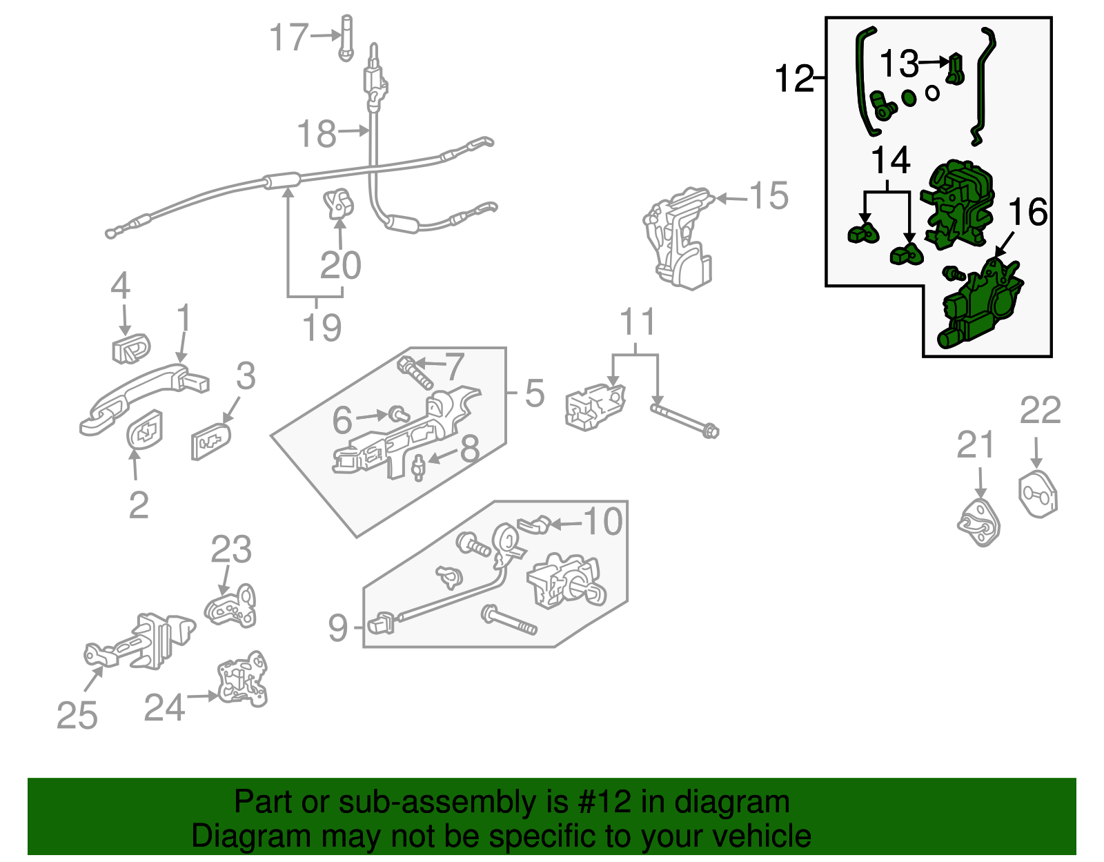 Genuine OEM Acura - Lock Assembly Part# 72152-SEP-A01 | Acura Parts For ...