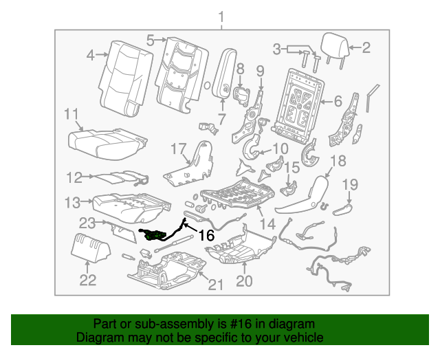2015-2020 GM Rear Driver Side Seat Recliner Actuator 23444083 GM ...