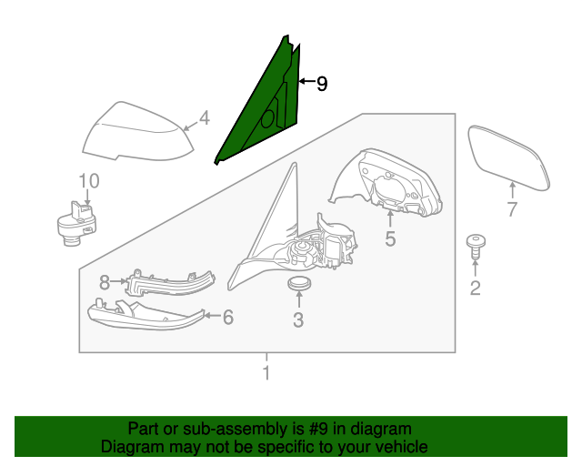 2012-2019 BMW Seal, outer left mirror triangle 51-33-7-352-231 ...