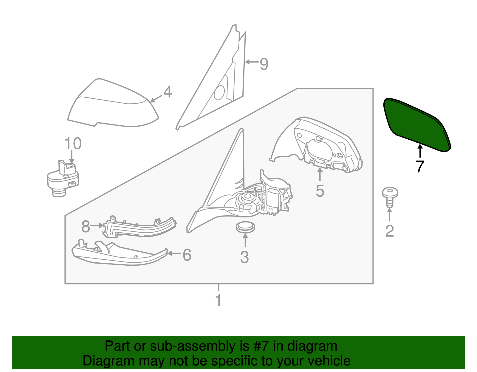 51167285009 - Genuine OEM BMW Front Left Driver's Side Mirror Glass ...