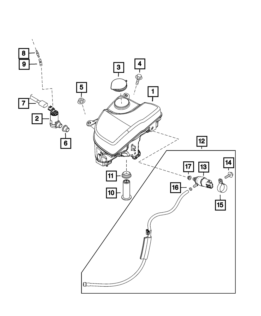 2017-2019 Fiat 124 Spider Washer Level Sensor Grommet 68314555AA ...