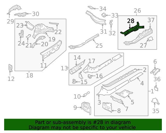 8W0-810-890-C - Upper Rail Assembly Baffle Plate 2017-2024 Audi ...