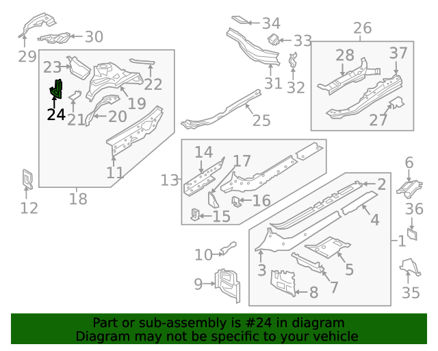 8W0-805-265 - Fender Apron Reinforcement Bracket 2017-2024 Audi ...
