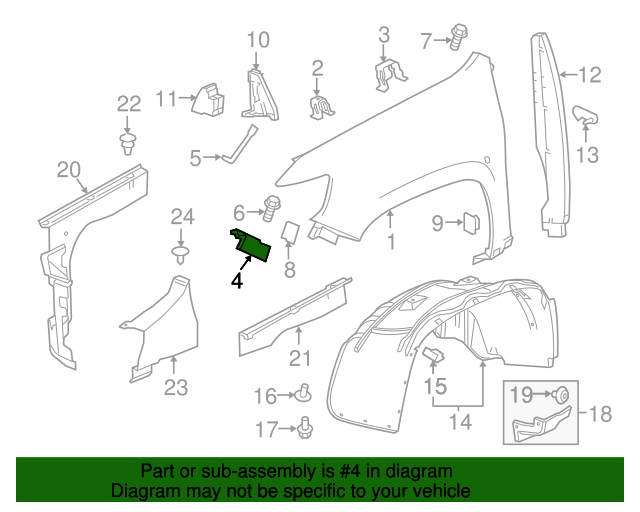 2015-2022 Chevrolet Colorado Front Driver Side Fender Front Bracket ...