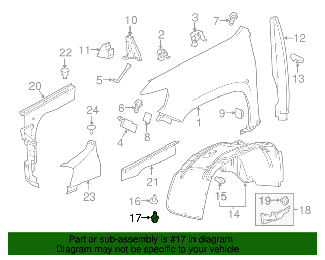 2015-2021 GM Fender Liner Retainer 11546805 | GMPartsNow
