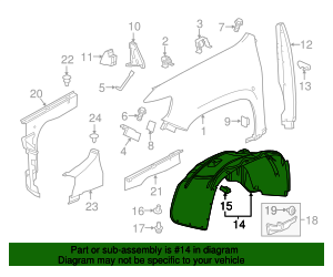 2021-2022 Chevrolet Colorado Front Passenger Side Wheelhouse Liner ...
