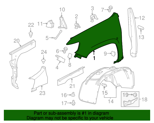 2015-2022 Chevrolet Colorado Front Driver Side Fender 85661225 | GM ...