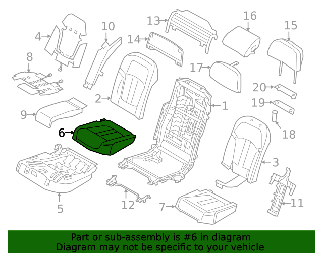 52-10-7-413-239 - Seat Cushion Cover 2016-2022 BMW | AutoNationParts.com