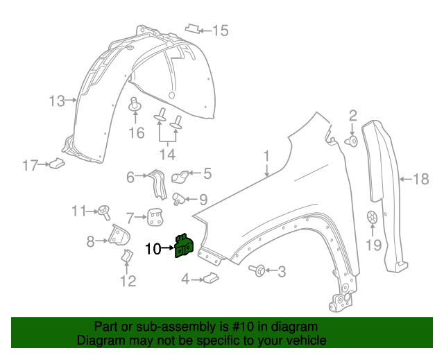 22977762 GM Driver Side Body Side Front Fender Rear Lower Bracket | GM ...