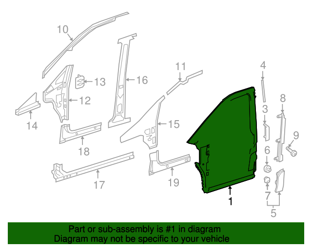 447-630-02-77 - Aperture Panel 2016-2023 Mercedes-Benz Metris ...