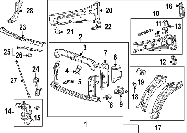 2021-2024 Chevrolet Front Passenger Side Bumper Cover Support Bracket ...